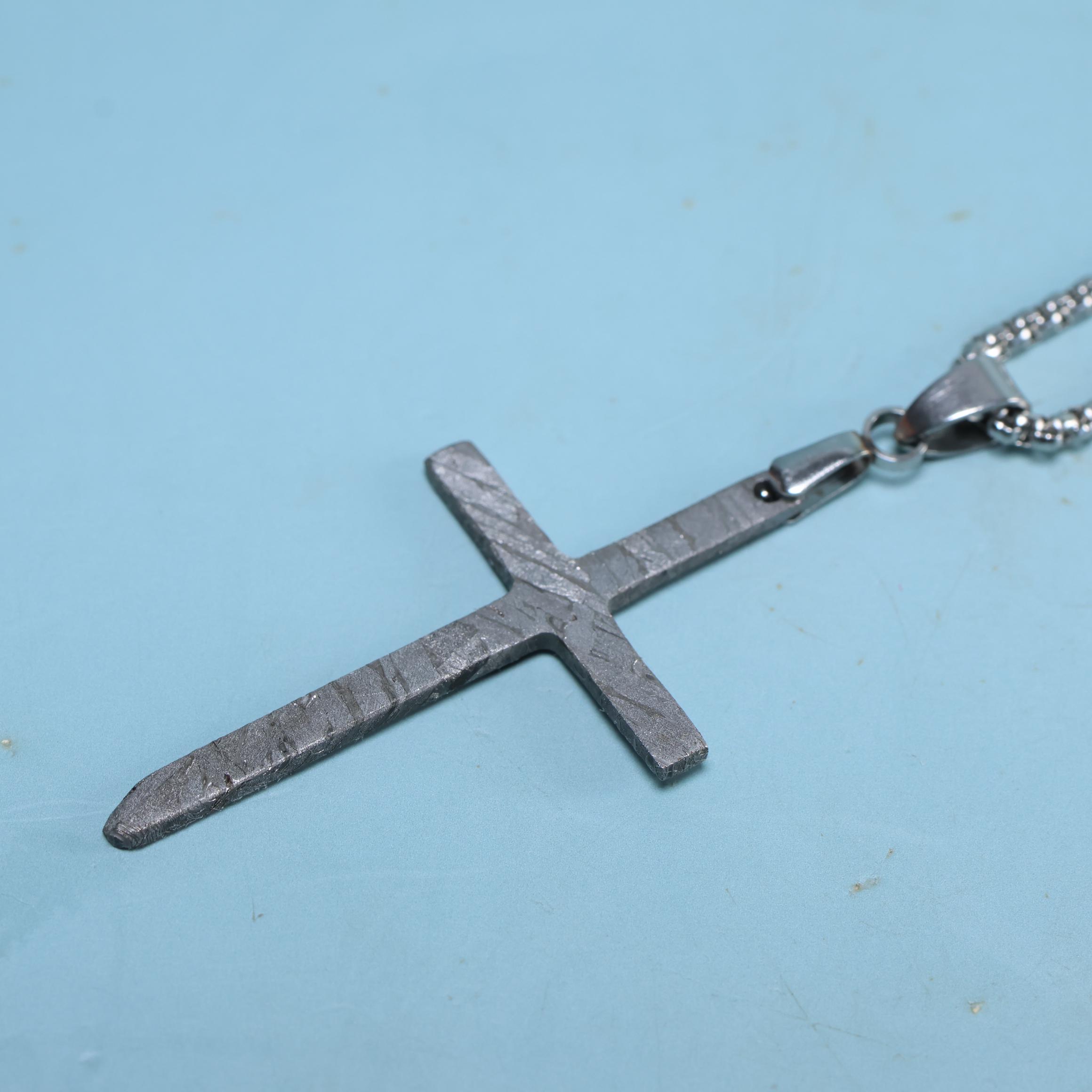 Iron Meteorite Cross Necklace, Cross Necklace Pendant, Christian ...