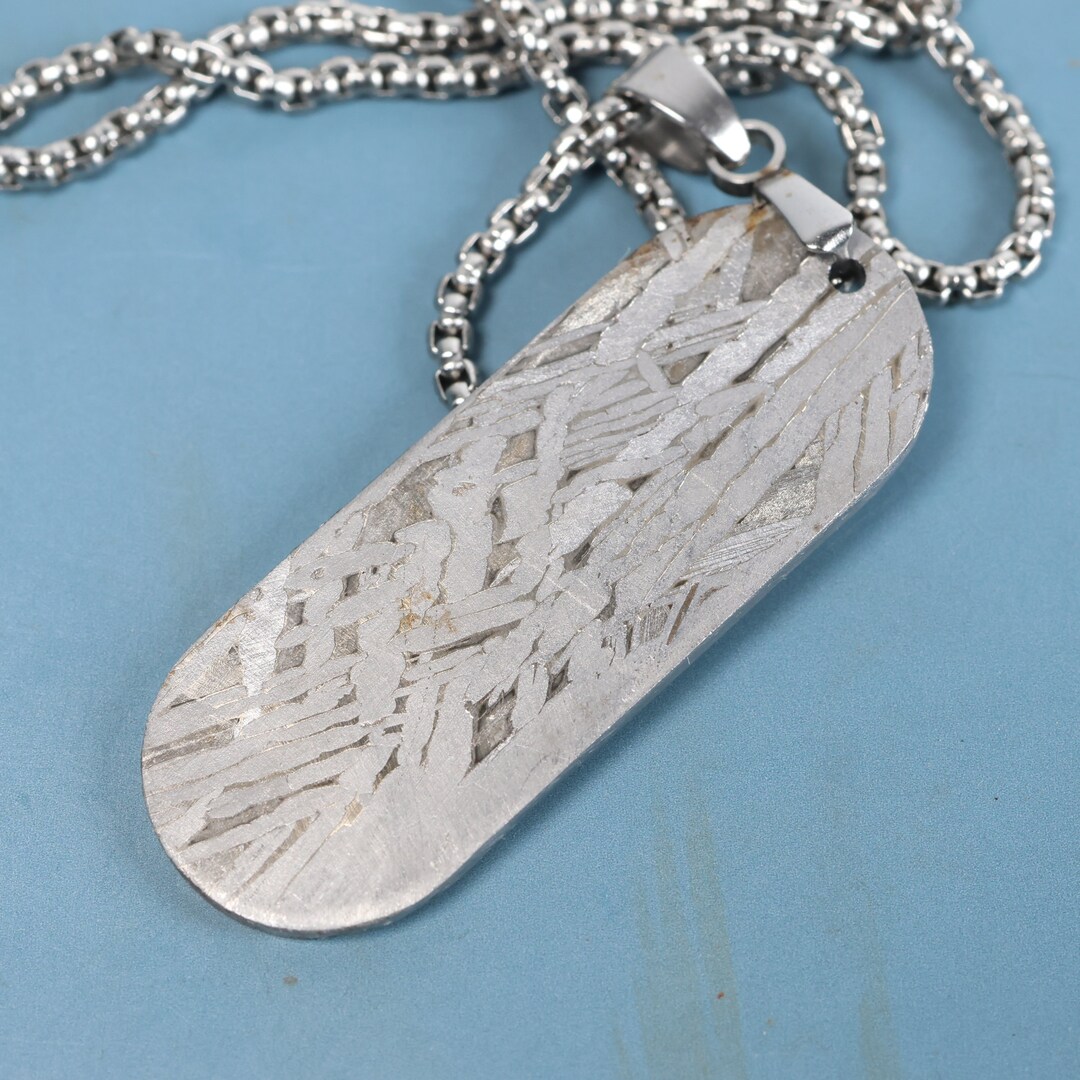 Iron Meteorite Round Rectangular Pendant Necklace Personalized Gift ...