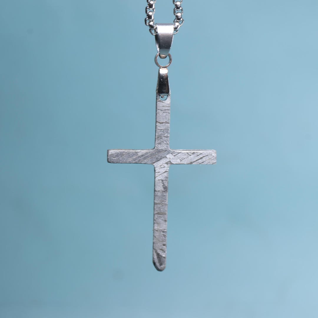 Iron Meteorite Cross Necklace, Cross Necklace Pendant, Christian ...