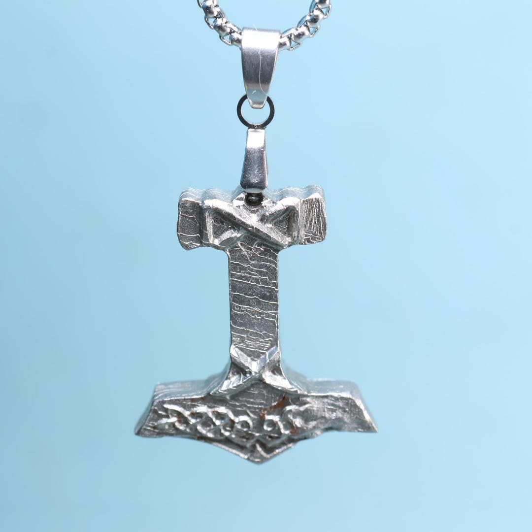 Meteorite Carving Thor's Hammer Pendant, Iron Meteorite Necklace Thor's ...