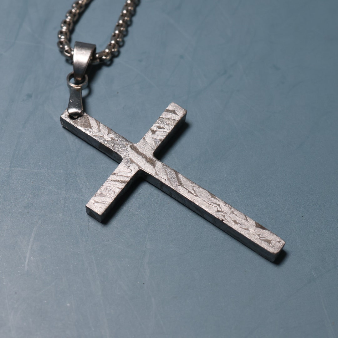 Iron Meteorite Cross Necklace Cross Pendant Necklace Christian Jewelry ...