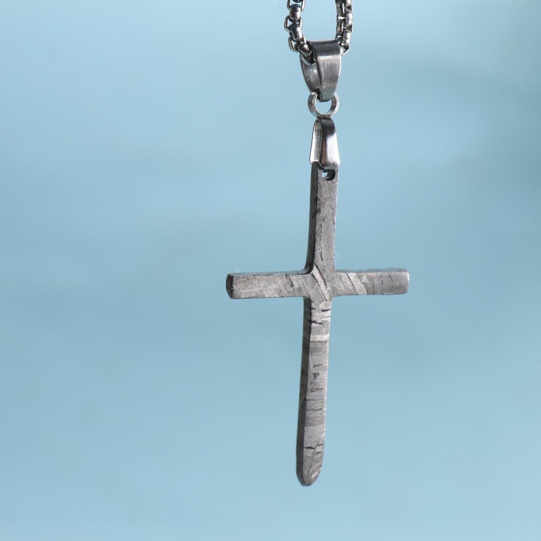Iron Meteorite Cross Necklace, Cross Necklace Pendant, Christian ...