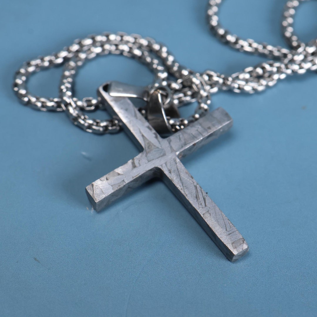 Meteorite Iron Cross Necklace Cross Pendant Christian Jewelry Space ...