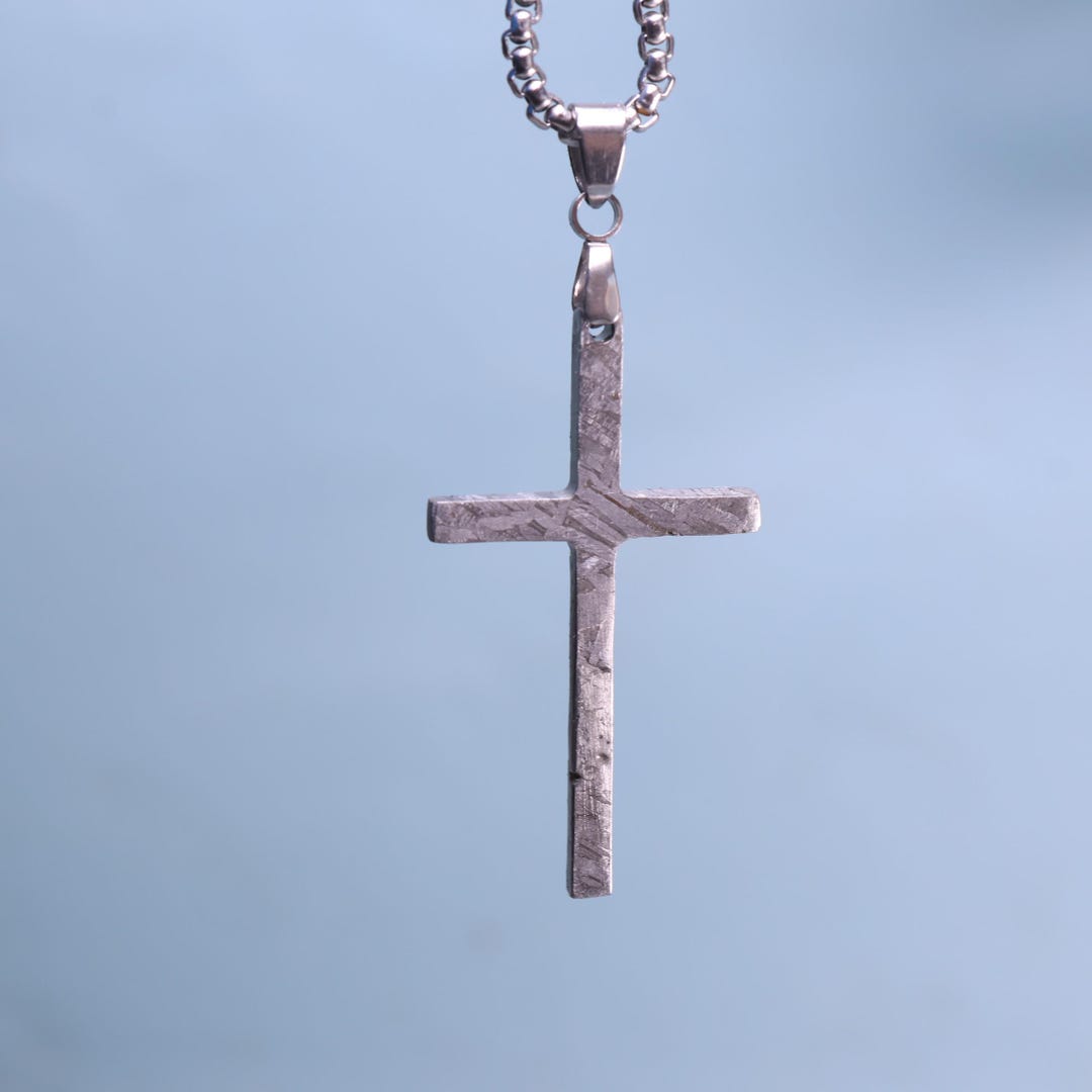 Iron Meteorite Cross Necklace, Cross Necklace Pendant, Christian ...