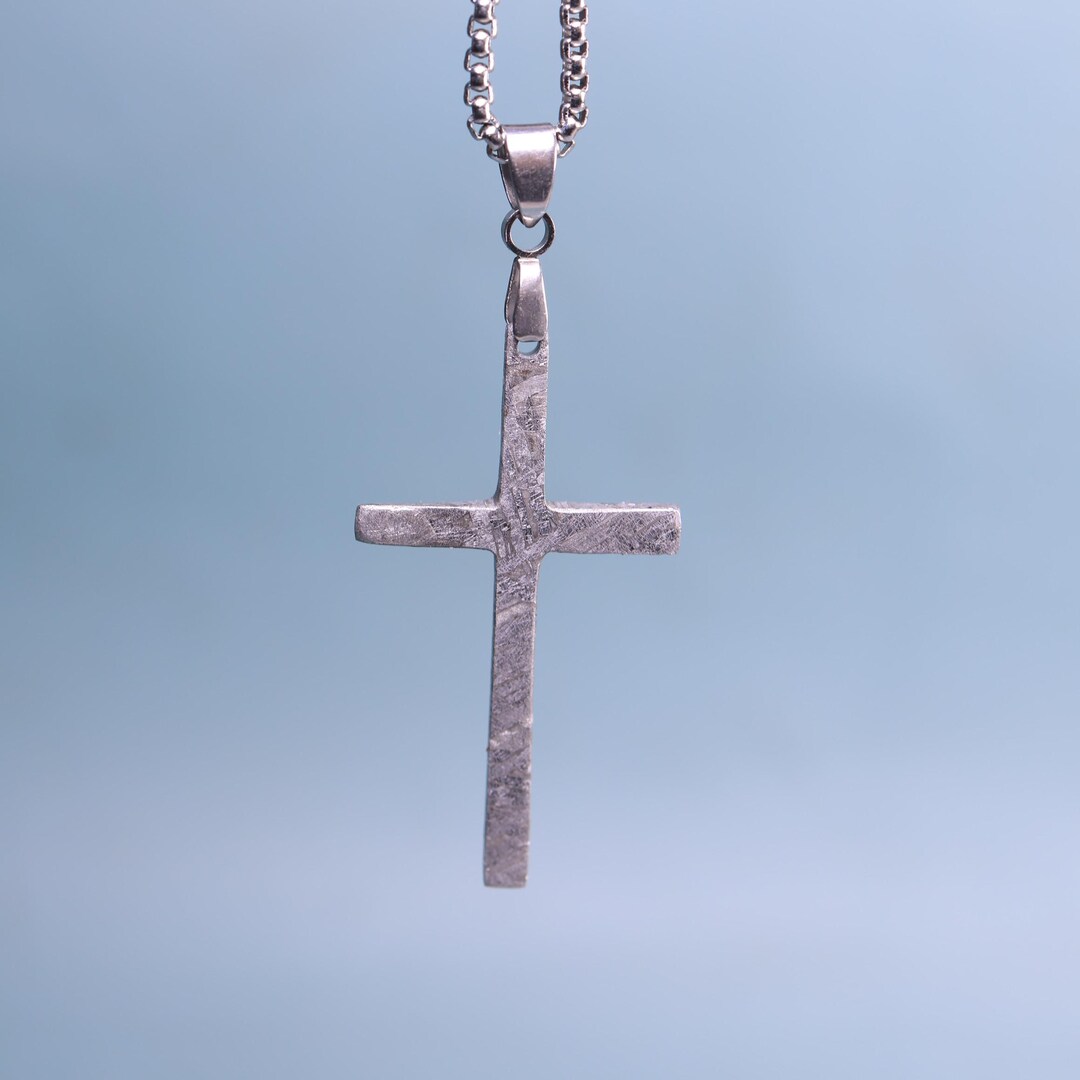 Iron Meteorite Cross Necklace, Cross Necklace Pendant, Christian ...