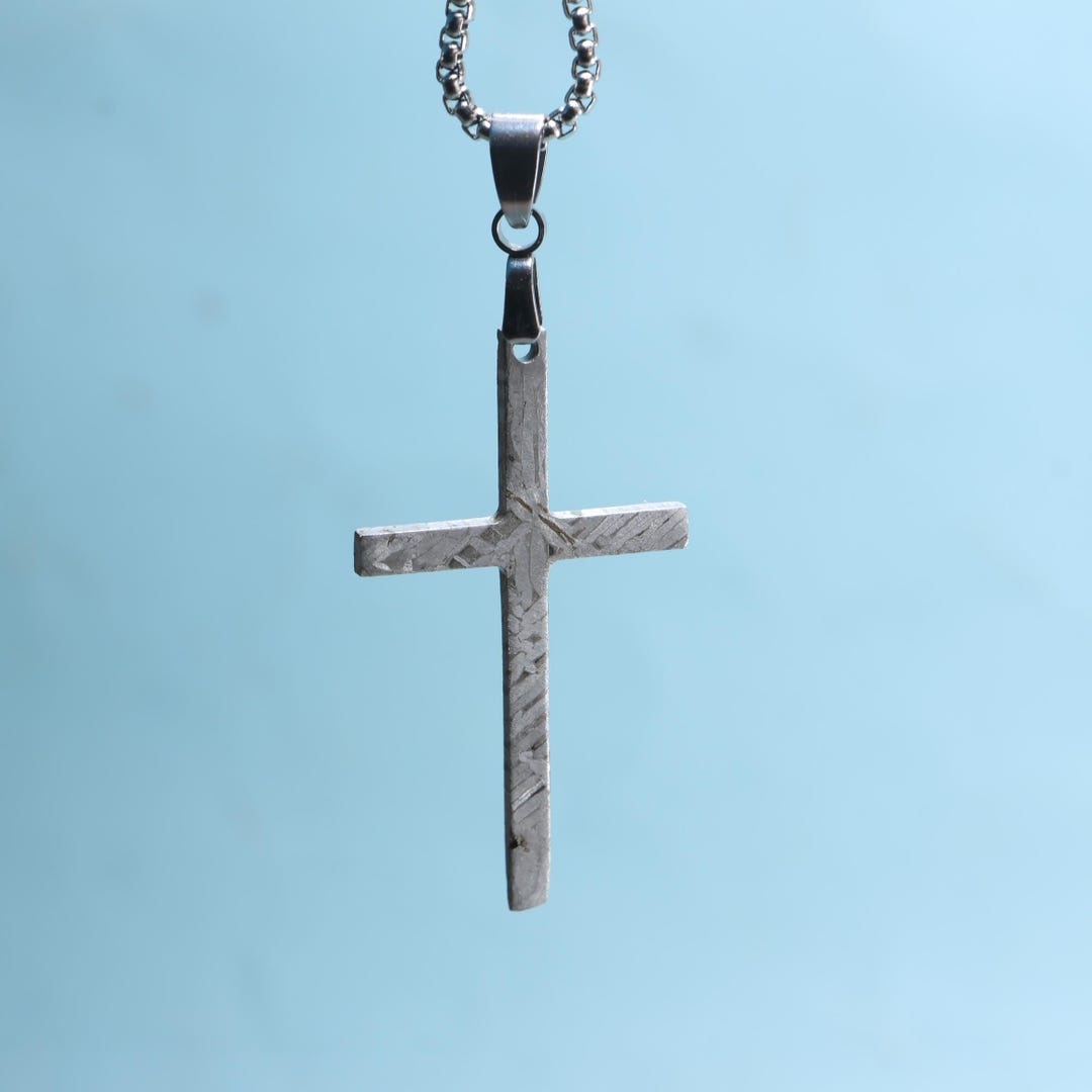Iron Meteorite Cross Necklace, Cross Necklace Pendant, Christian ...
