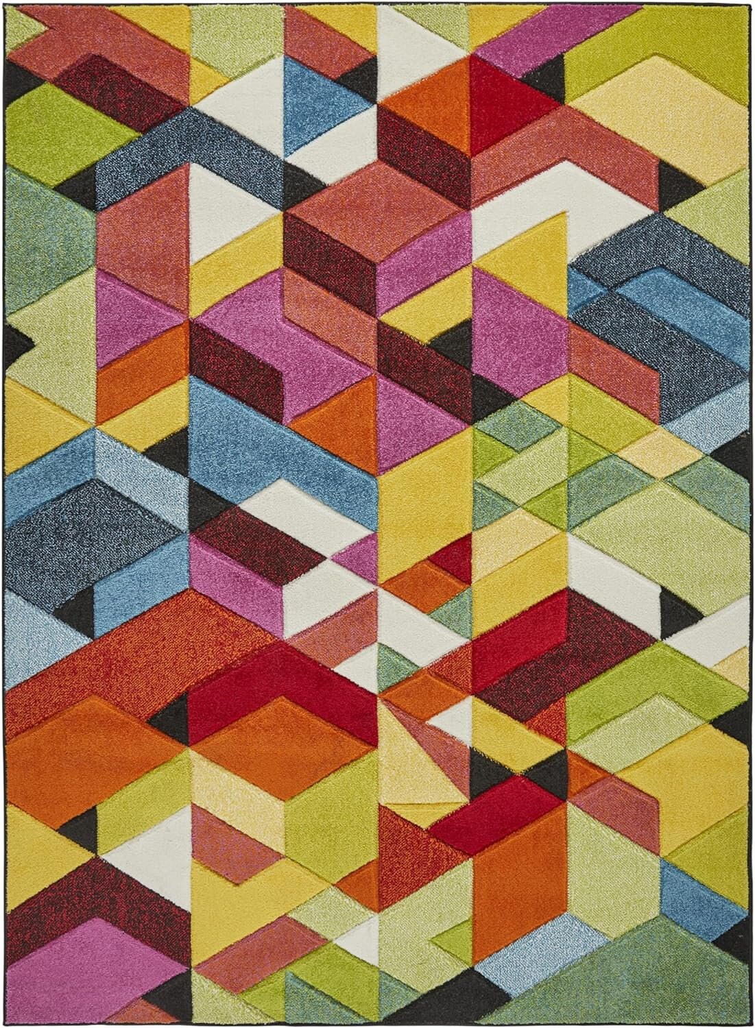 Hand Carved Rug for Living Room Bedroom Kitchen Bright Vibrant Multi ...