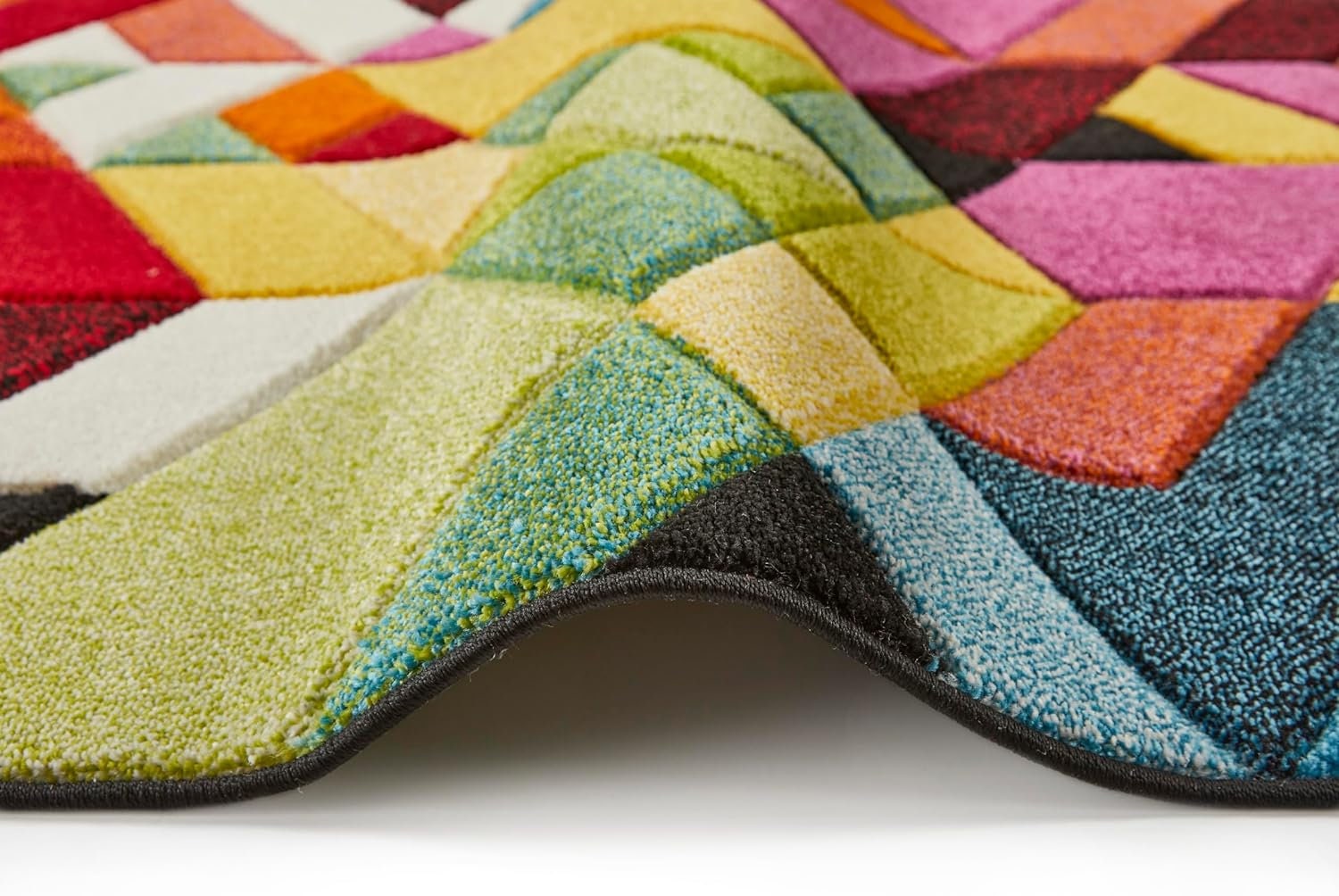 Hand Carved Rug for Living Room Bedroom Kitchen Bright Vibrant Multi ...