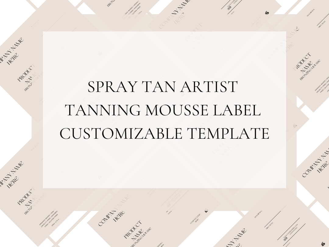 Spray Tan Artist Product Label Template Editable Tanning - Etsy