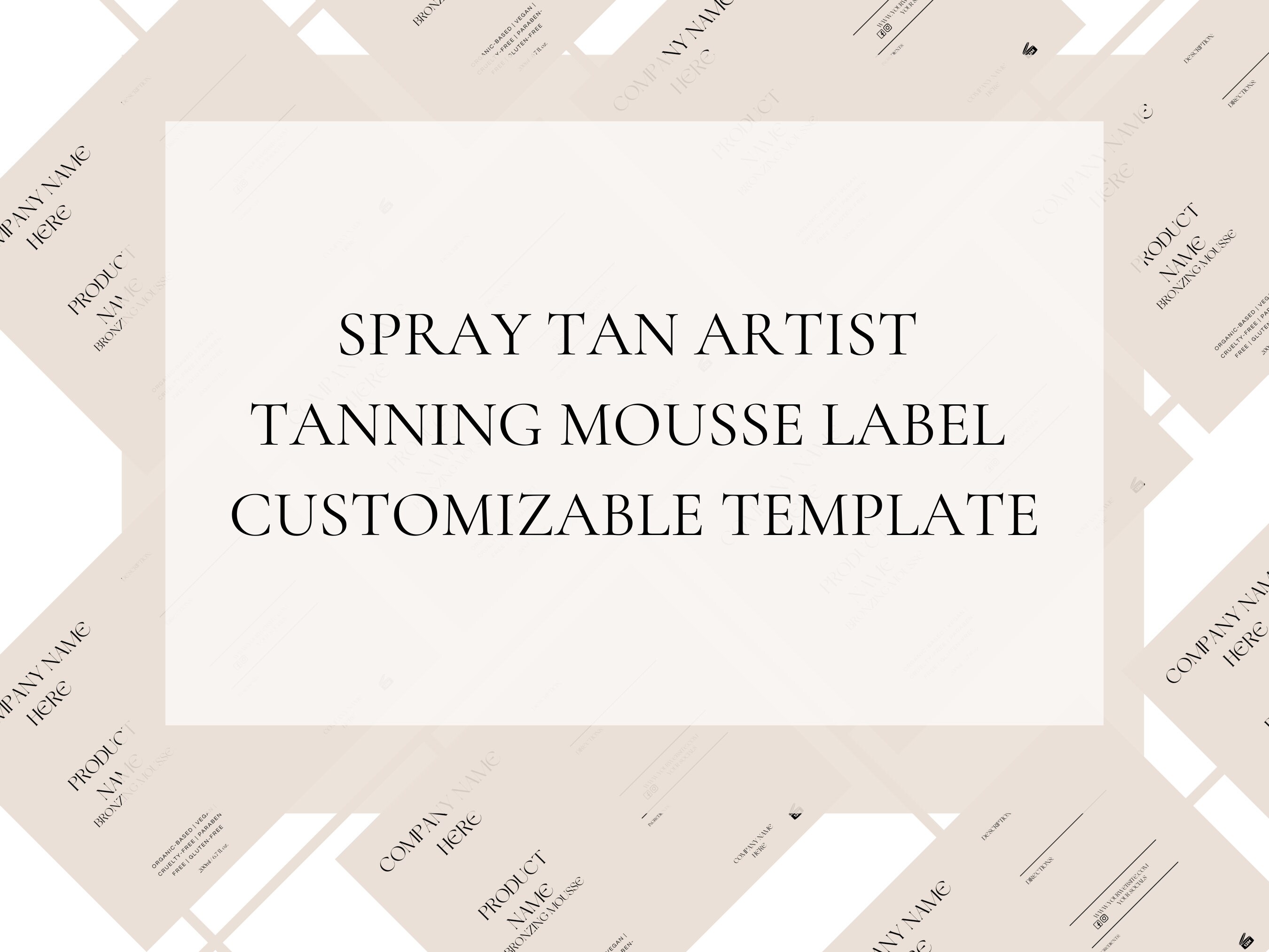 Spray Tan Artist Product Label Template Editable Tanning - Etsy