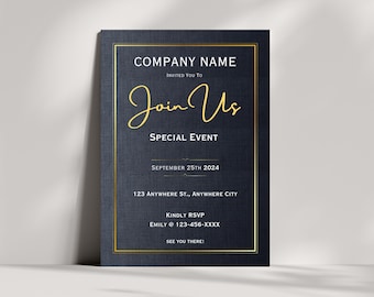 Editable Business Company Corporate Special Event Party Invitation Card ...