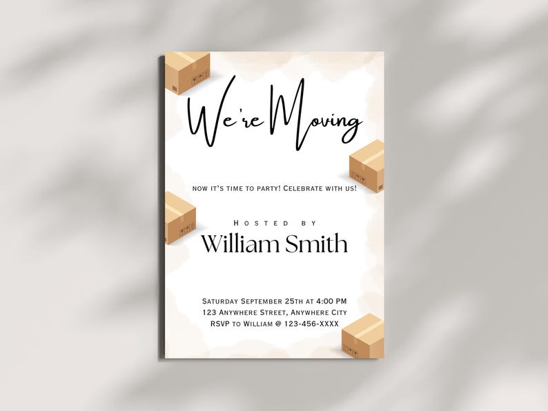 We're Moving Farewell Party Invitation Card Templates | Moving Party ...