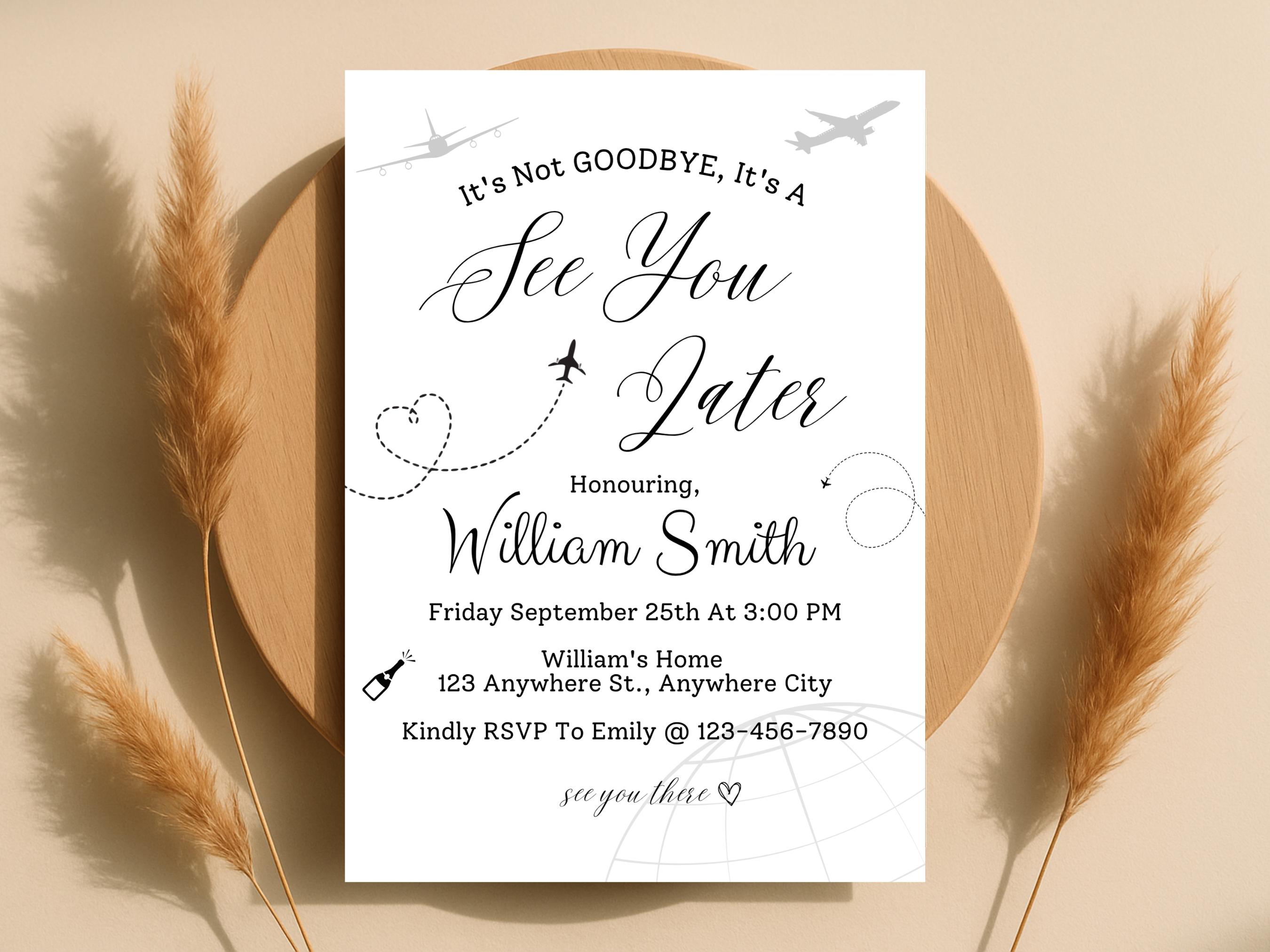 Farewell Invitation, Editable Template, See You Later Theme DIY Party ...