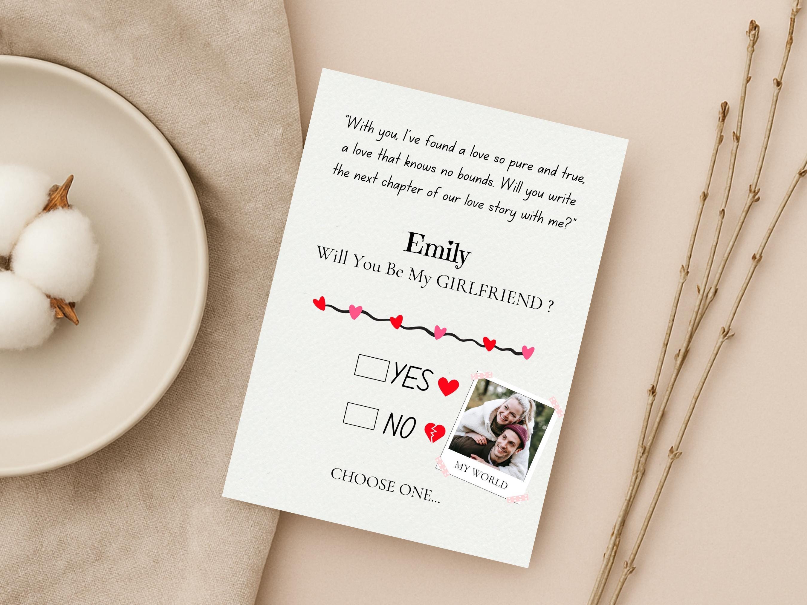 Editable Will You Be My Girlfriend? Proposal Card Template: Minimalist ...