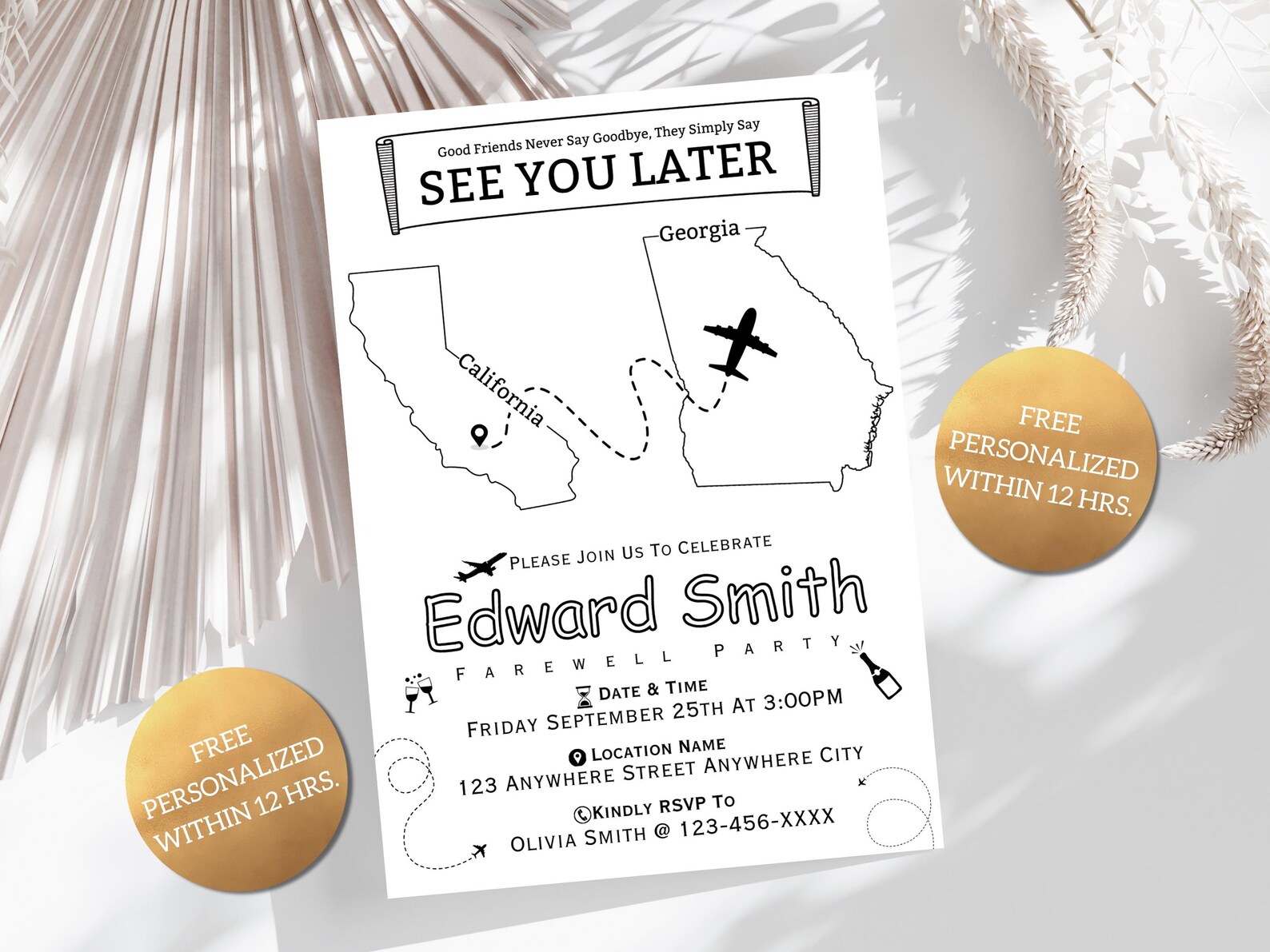 Going Away Farewell Party Invitation Card Template | Moving Away ...