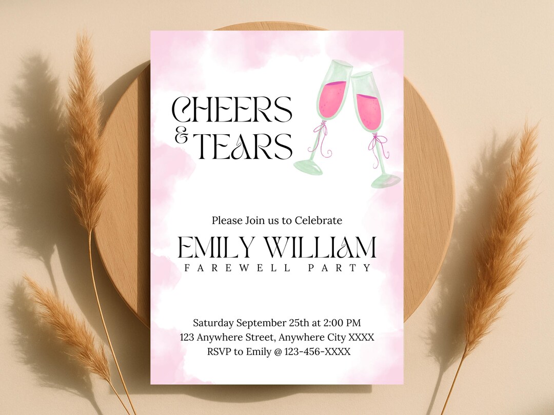 Farewell Invitation, Editable Template, Cheers Tears Moving Party ...