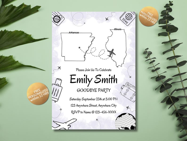 Going Away Farewell Party Invitation Card Template | Moving Away ...