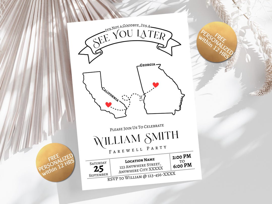 Editable Map Farewell Party Invitation Template: Going Away, Moving ...