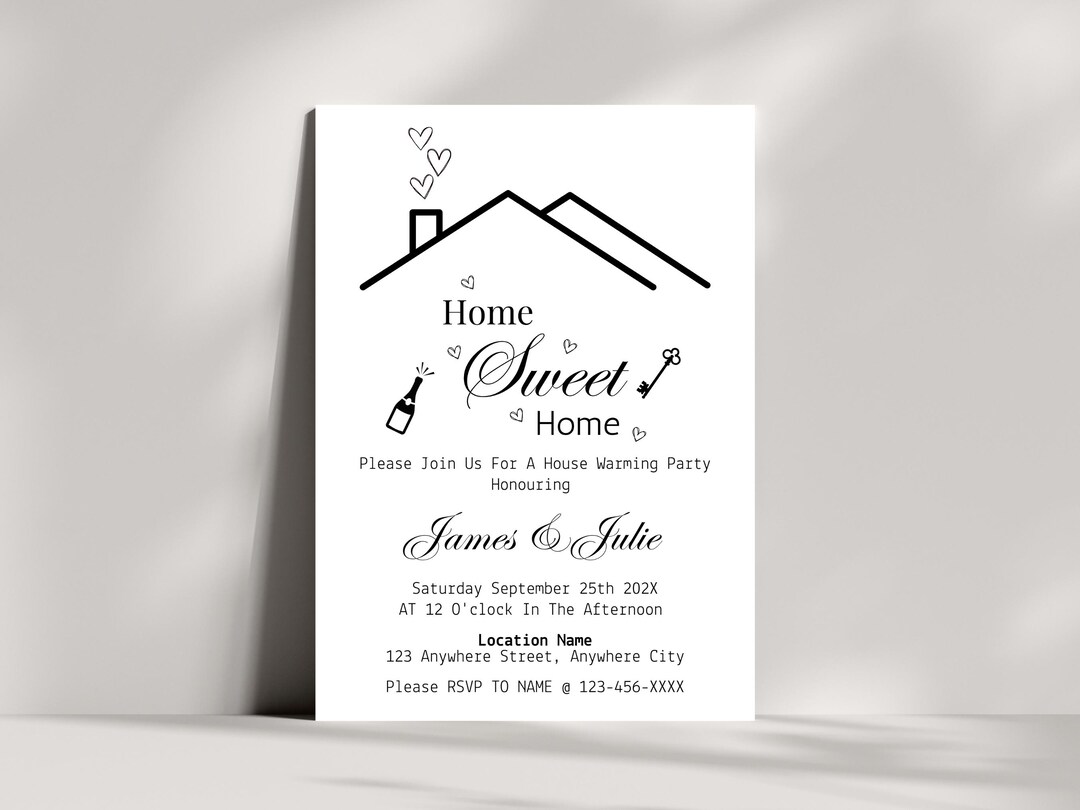 Editable Housewarming Party Invitation Card Template: New Home ...