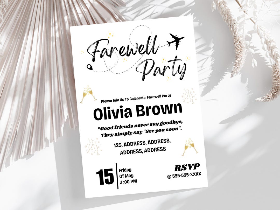 Farewell Party Invitation Card Templates | Going Away Party Invite ...