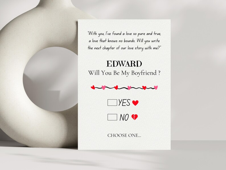 Boyfriend Proposal Invitation Card Template | Will You Be My Boyfriend ...