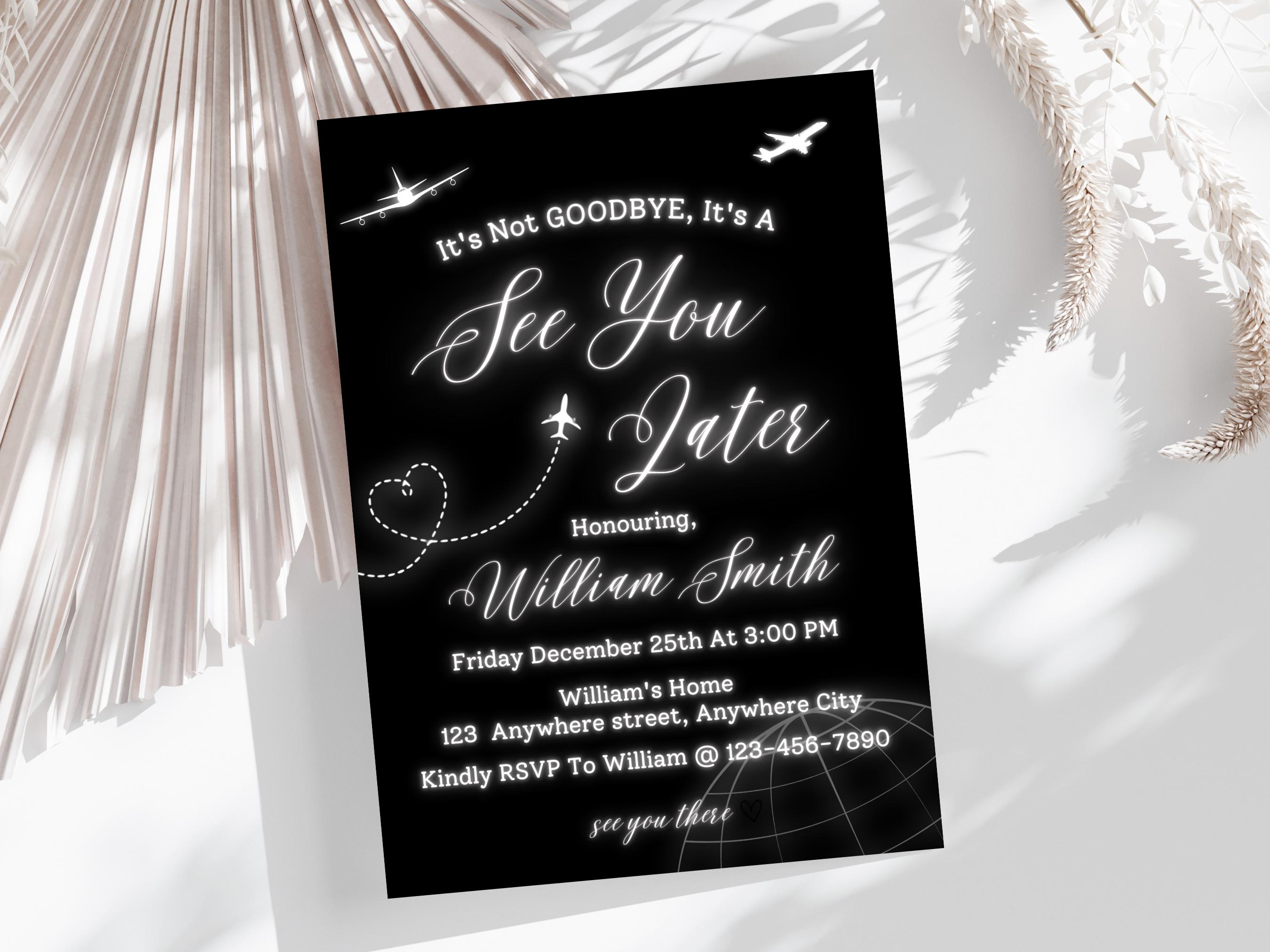 Editable See You Later Farewell Party Invitation Card Template ...