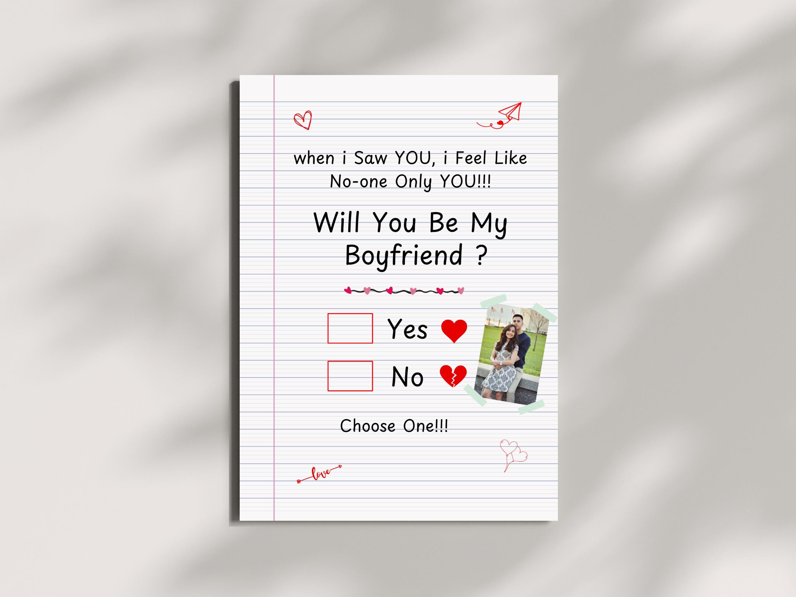 Editable Will You Be My Boyfriend? Proposal Card Template: Notebook ...