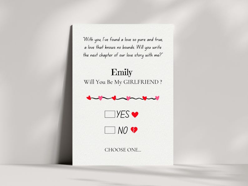 Girlfriend Proposal Card Template | Will You Be My Girlfriend Proposal ...