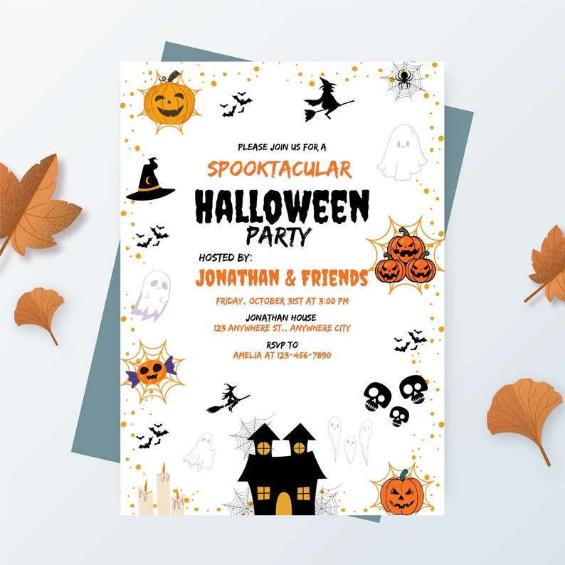 Editable Halloween Party Invitation Template Ghost Party Invitation ...
