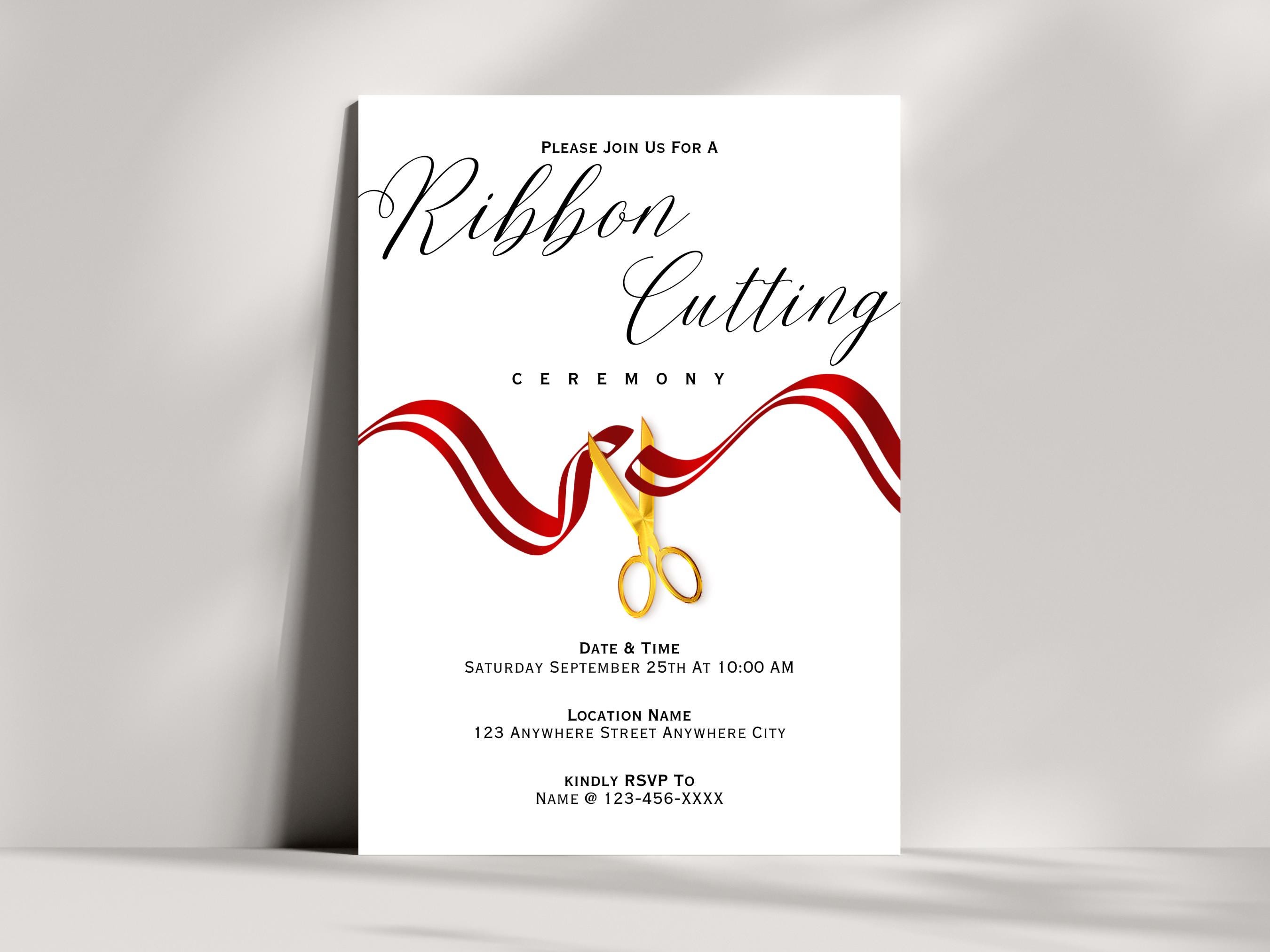 Ribbon Cutting Grand Opening Business Corporate Party Invitation Card ...