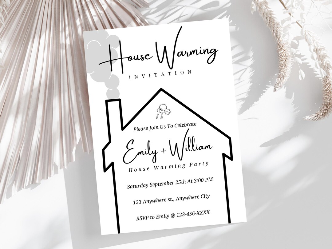 Housewarming Invitation Template | New Home Address Party Invitation ...