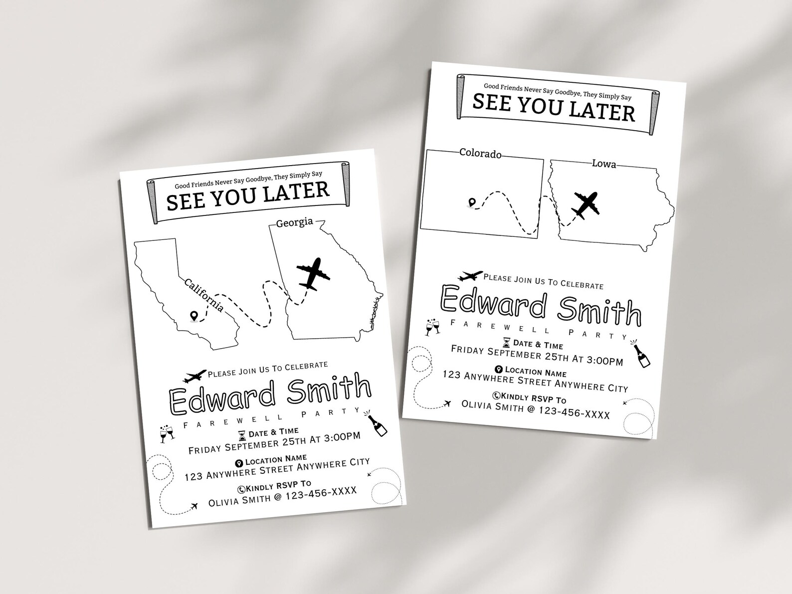 Going Away Farewell Party Invitation Card Template | Moving Away ...