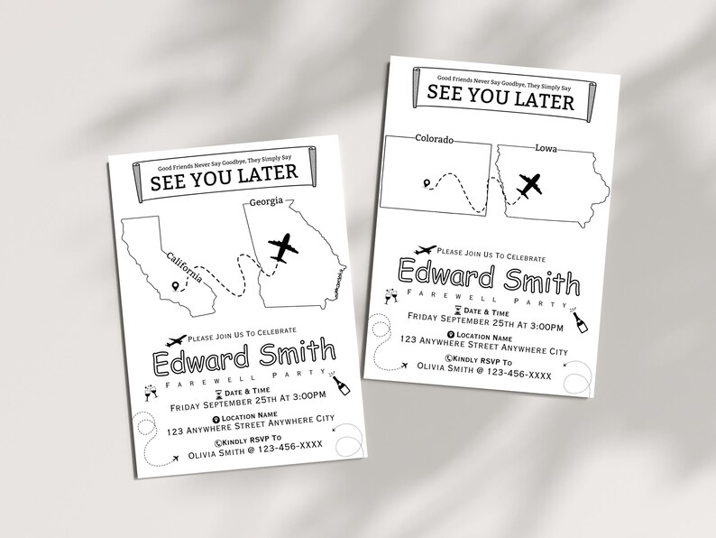 Going Away Farewell Party Invitation Card Template | Moving Away ...