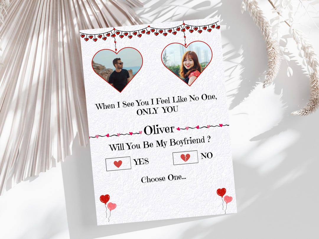 Heart Photo Theme Boyfriend Proposal Invitation Card Template | Will ...