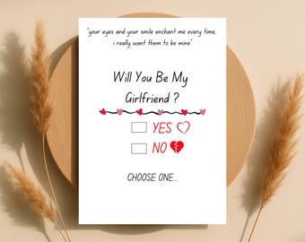 Editable Will You Be My Girlfriend? Proposal Card Template: Minimalist ...