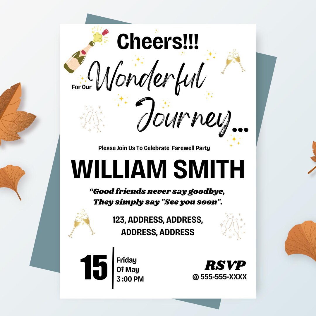 Farewell Party Invitation Templates Going Away Party Invitation Goodbye ...