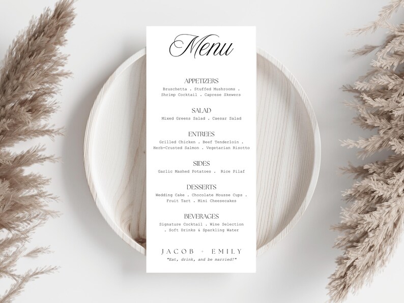 Elegant Wedding Menu Invitation Card Template | Wedding Menu Card ...
