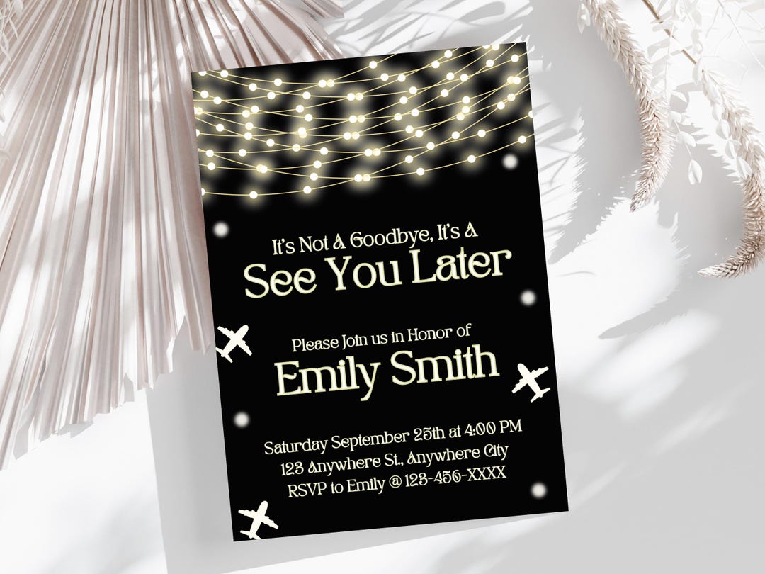 Lighting Going Away Farewell Party Invitation Card Template | Moving ...