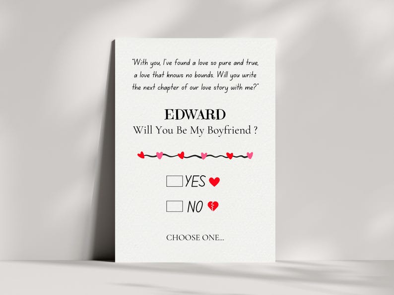 Boyfriend Proposal Invitation Card Template | Will You Be My Boyfriend ...
