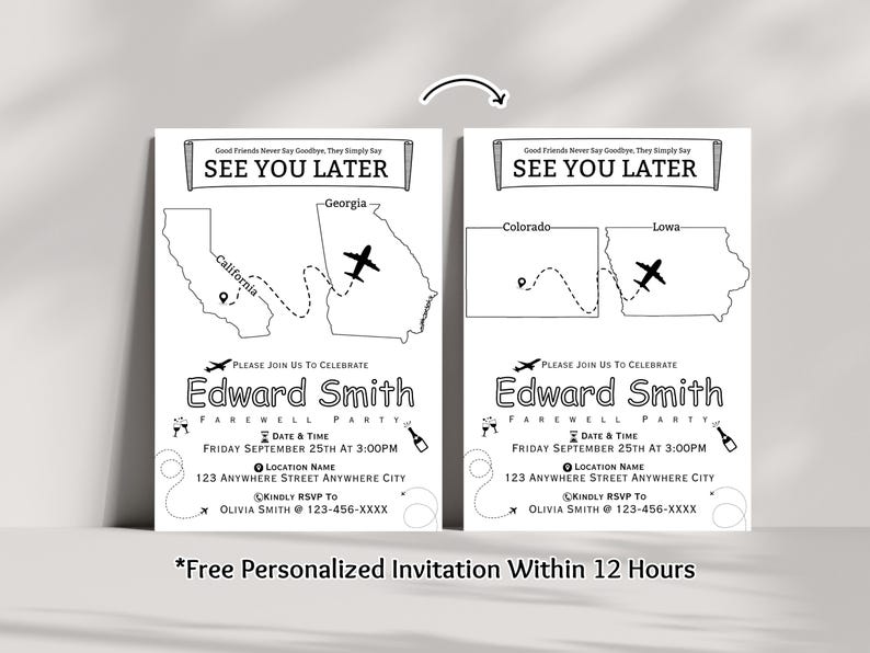 Going Away Farewell Party Invitation Card Template | Moving Away ...