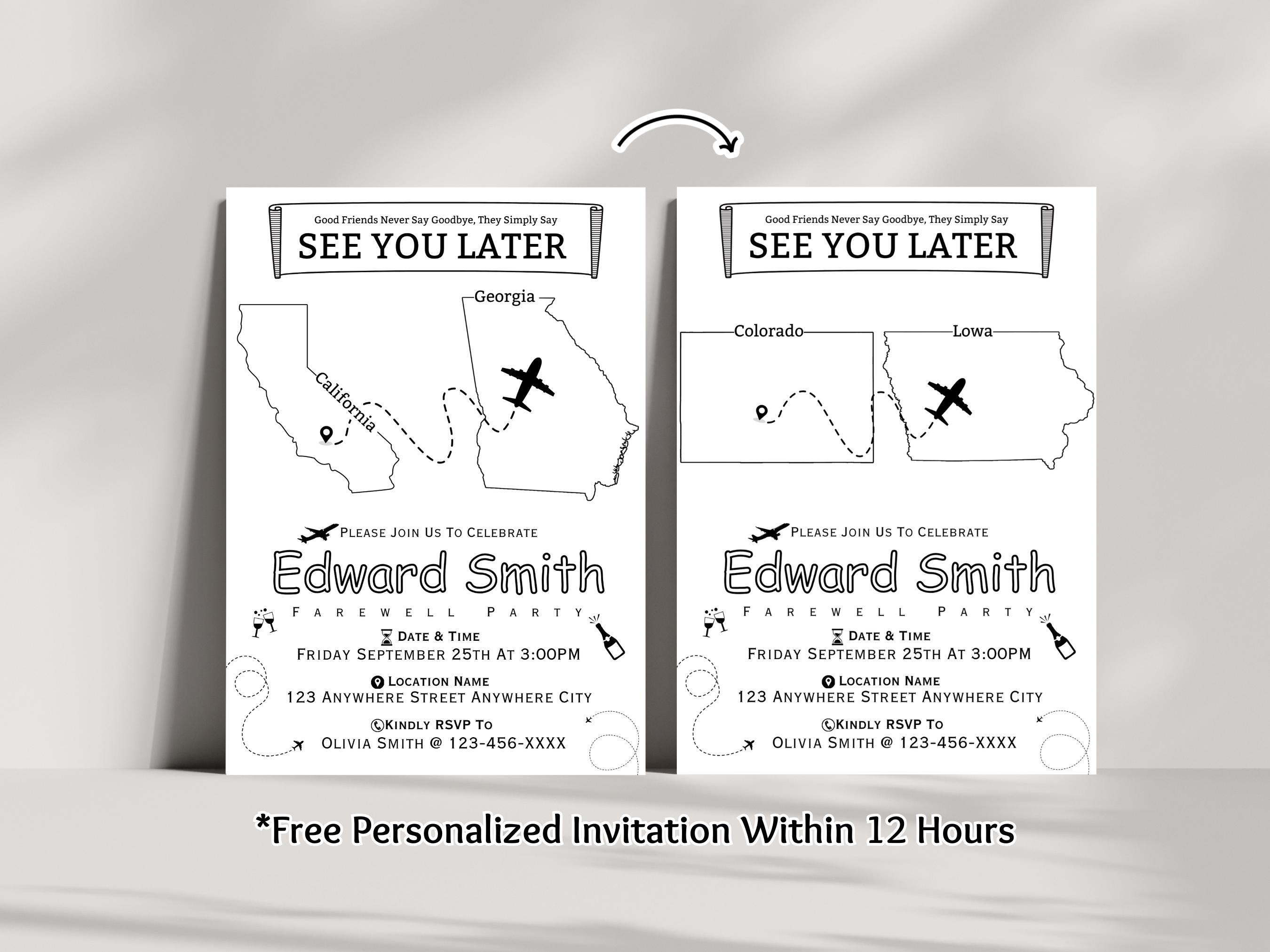 Going Away Farewell Party Invitation Card Template | Moving Away ...