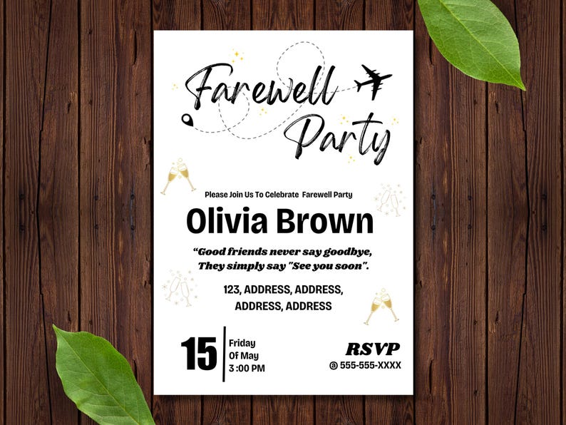 Farewell Party Invitation Card Templates | Going Away Party Invite ...