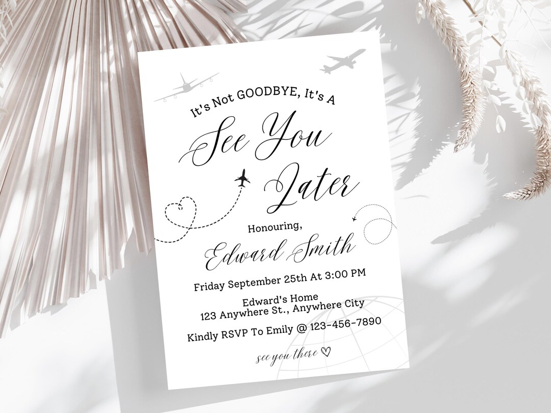 Going Away Farewell Party Invitation Card Template | Moving Away ...
