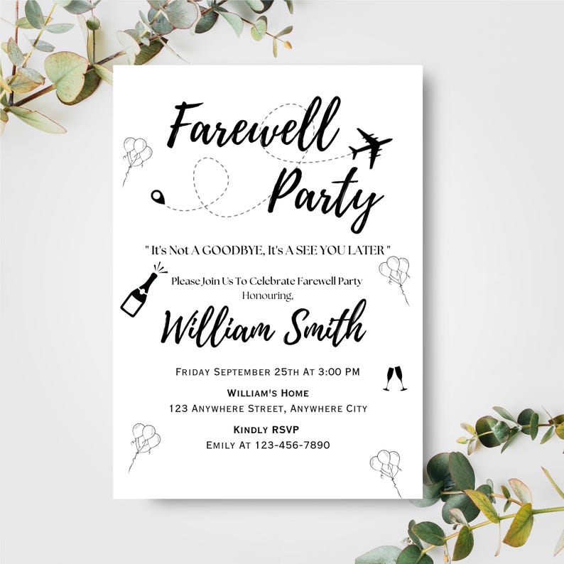 Going Away Farewell Party Invitation Template Moving Away Farewell ...