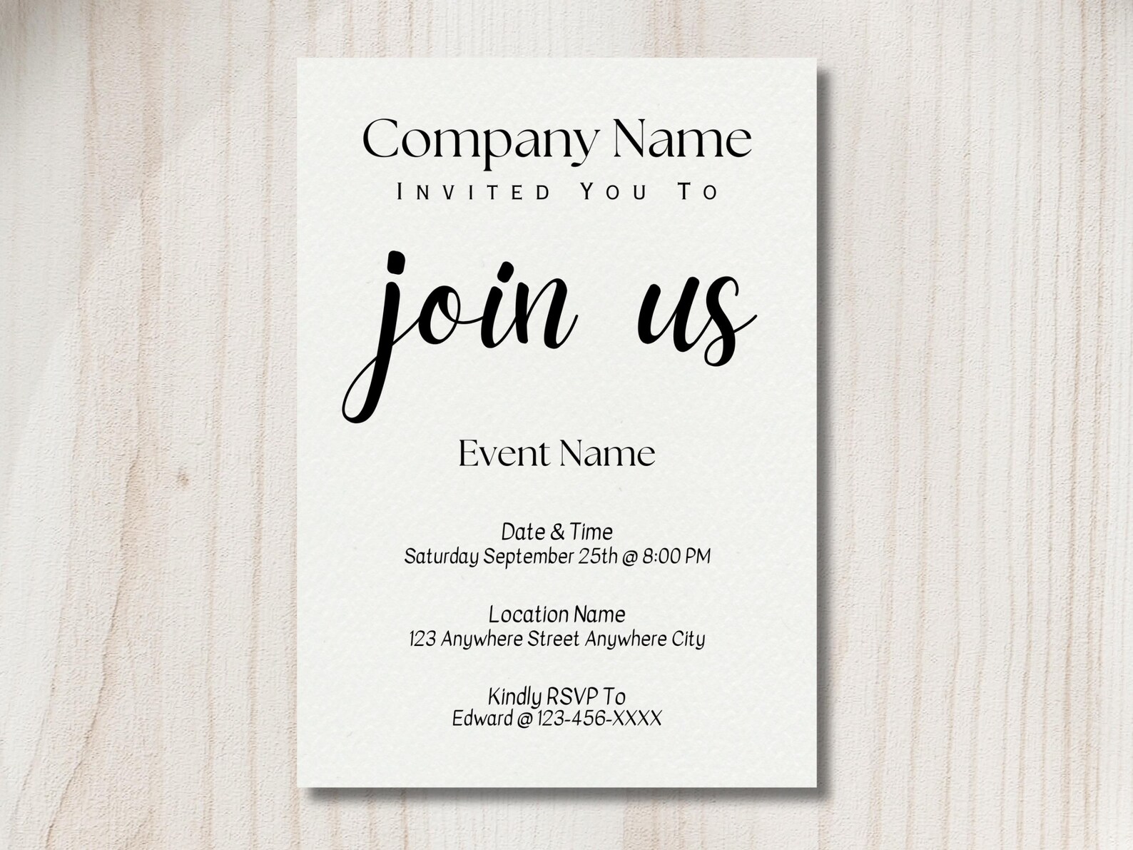 Editable Business Company Corporate Special Event Party Invitation Card ...