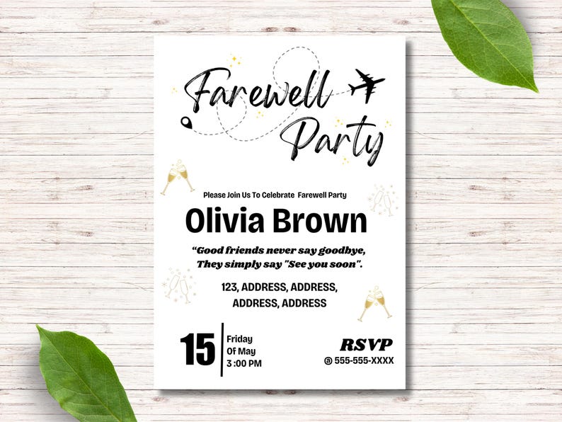 Farewell Party Invitation Card Templates | Going Away Party Invite ...