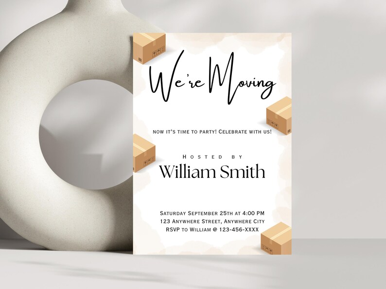 We're Moving Farewell Party Invitation Card Templates | Moving Party ...
