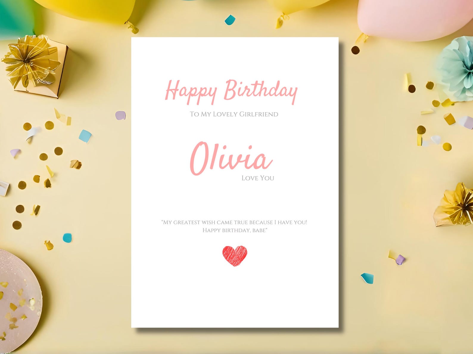 Editable Girlfriend Birthday Card Template | Romantic Birthday Card ...