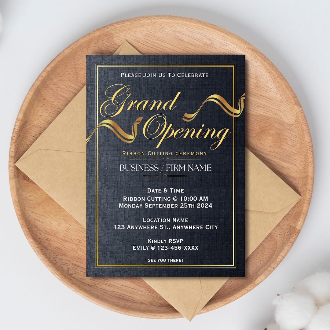 Ribbon Cutting Grand Opening Business Corporate Party Invitation Card ...