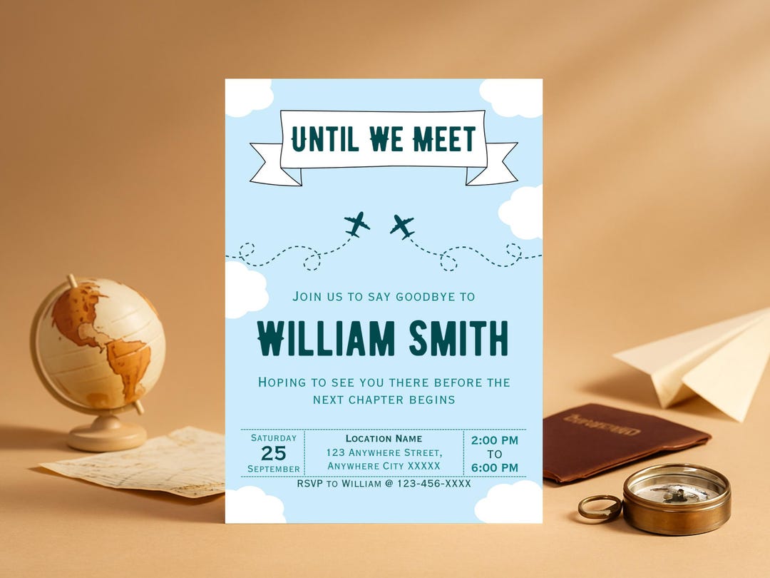 Editable Farewell Party Invitation Card Template: Until We Meet, Going ...